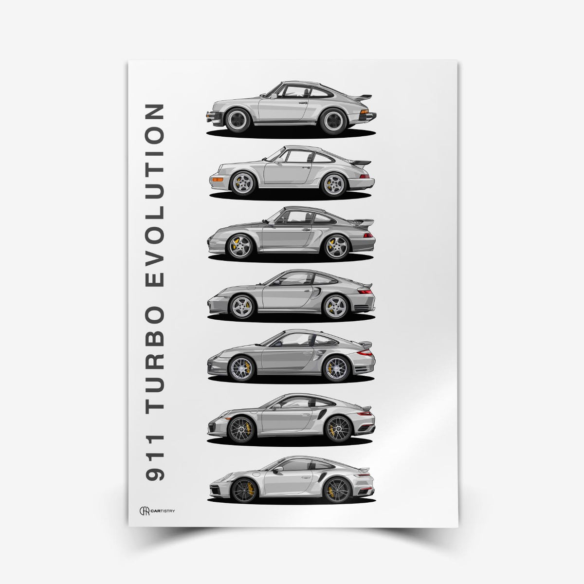 Porsche 911 Turbo Generationen Poster Hell | CARTISTRY